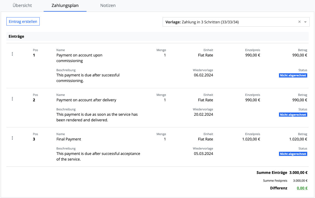 Zahlungspläne einfach generieren | foreknown Software