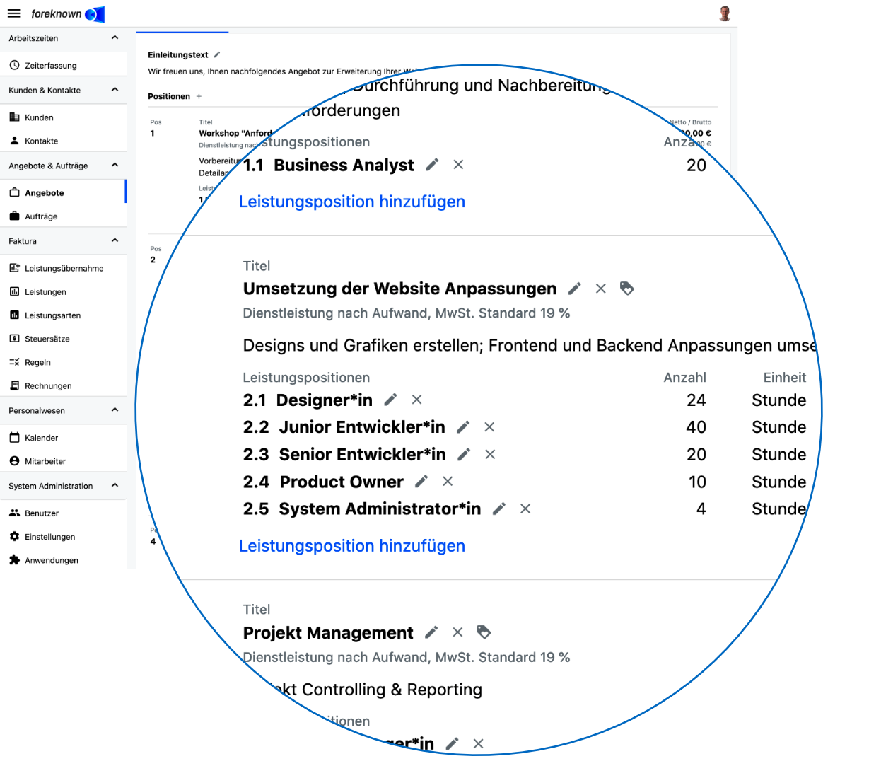 foreknown for freelancers - feature overview | foreknown Software